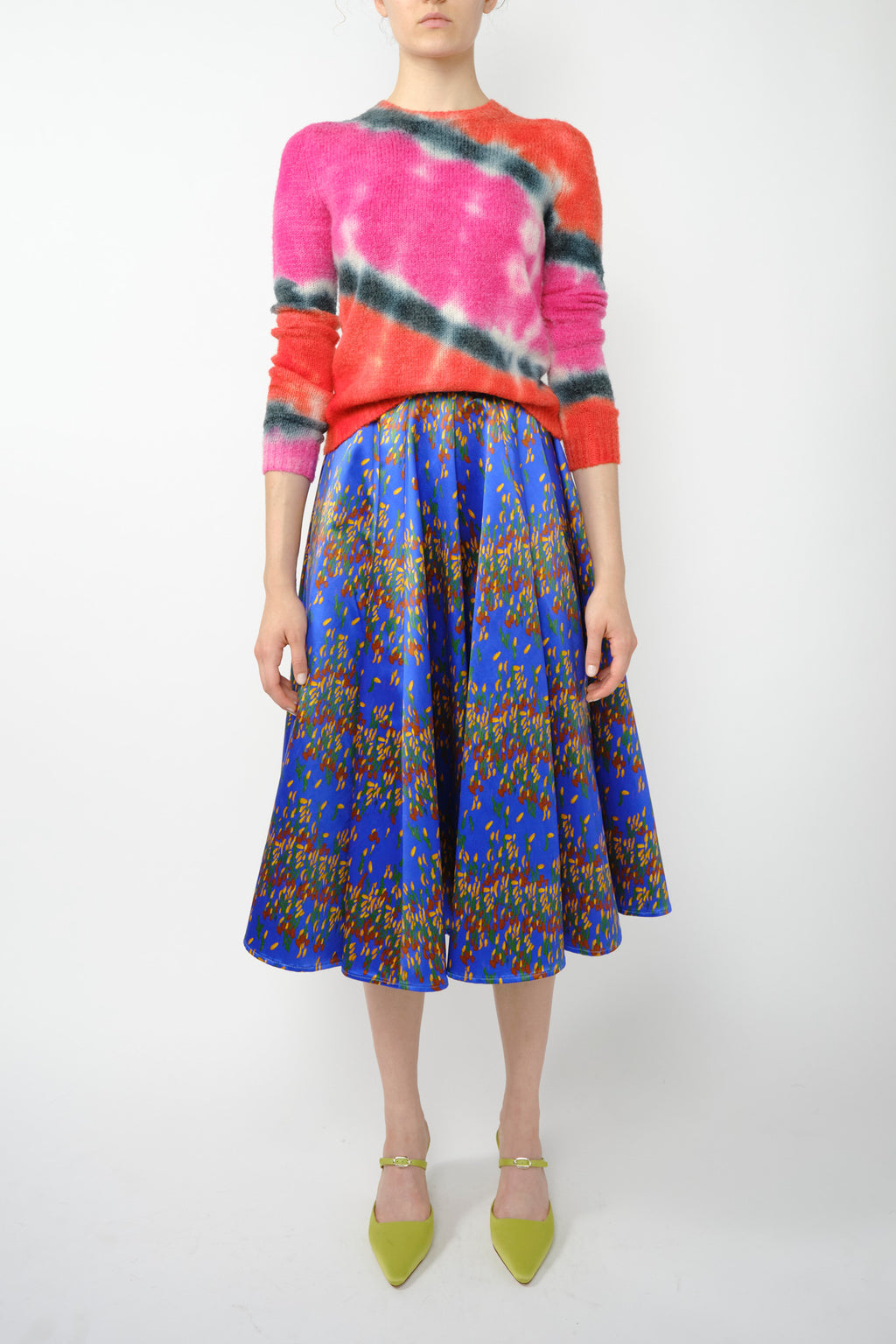 Paneled Skirt in Floral Debris Satn – Jonathan Cohen